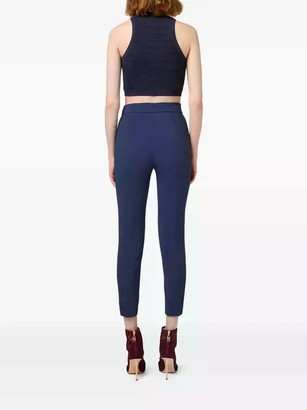 Elisabetta Franchi Logo Mesh High Neck Cropped Top