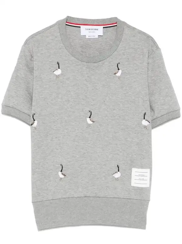 Thom Browne Geese-embroidered Cotton T-shirt