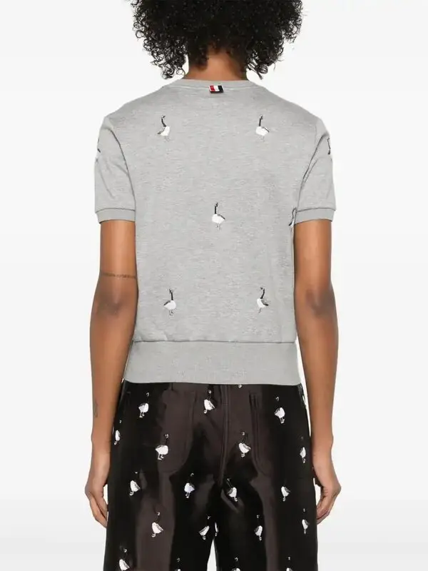 Thom Browne Geese-embroidered Cotton T-shirt