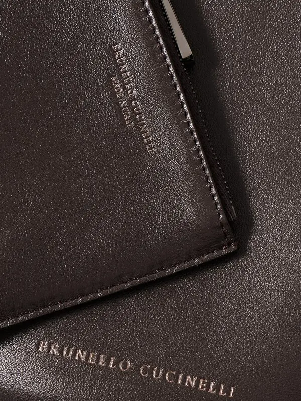Brunello Cucinelli Bead-embellished Leather Shoulder Bag