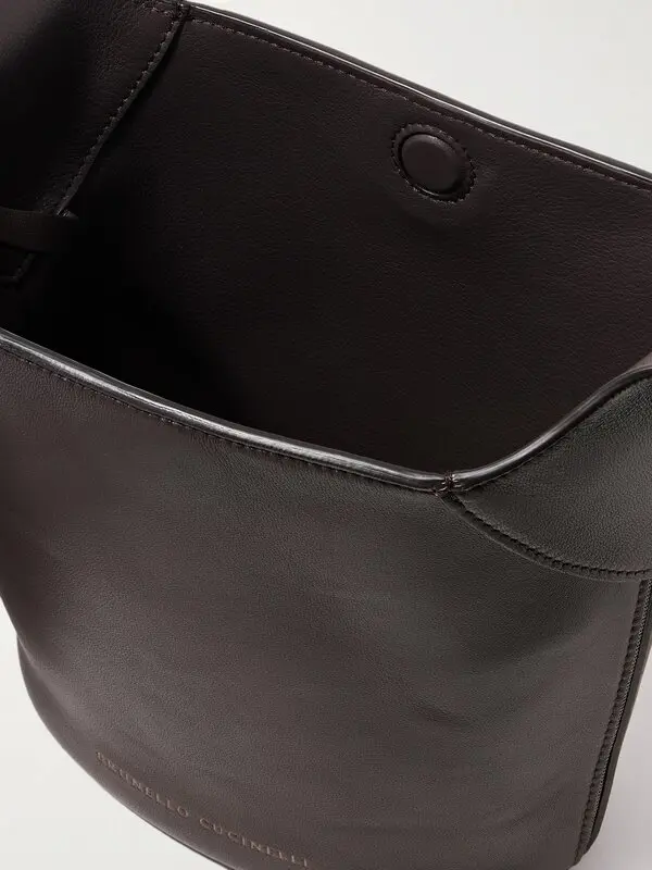 Brunello Cucinelli Bead-embellished Leather Shoulder Bag