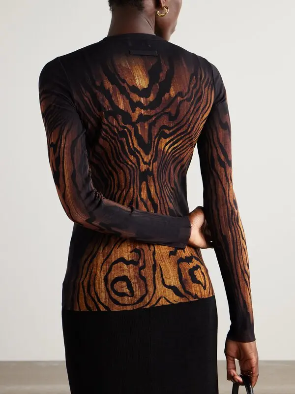 JEAN PAUL GAULTIER Printed Mesh T-shirt - Brown