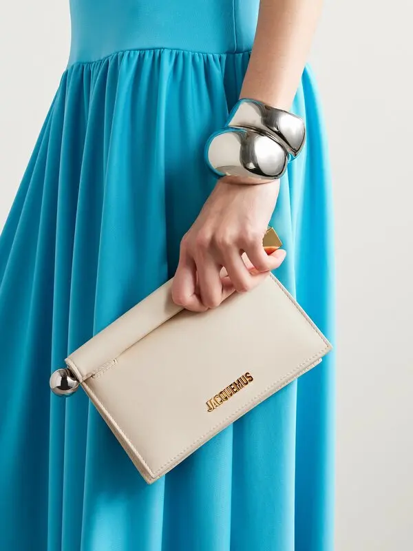 Jacquemus Pochette Small Embellished Leather Clutch - Neutrals