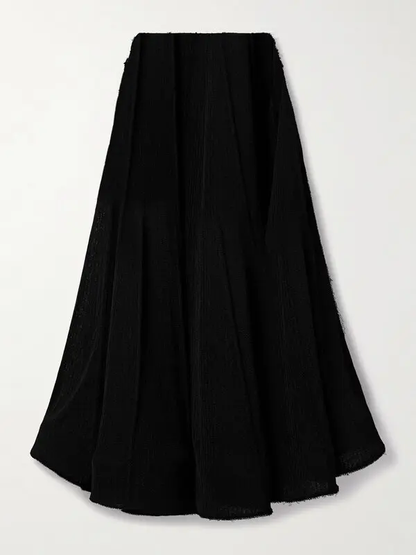 Proenza Schouler Tavia Distressed Knitted Midi Skirt - Black
