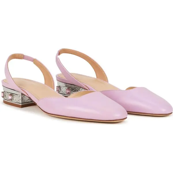 AIMEE ANN LOU Izella Leather Slingbacks - Pink
