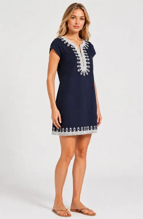 Calypso St. Barth Rowena Tunic - Navy/white
