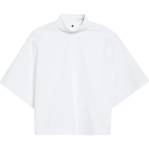 Alaïa Mock Neck Poplin Crop Top
