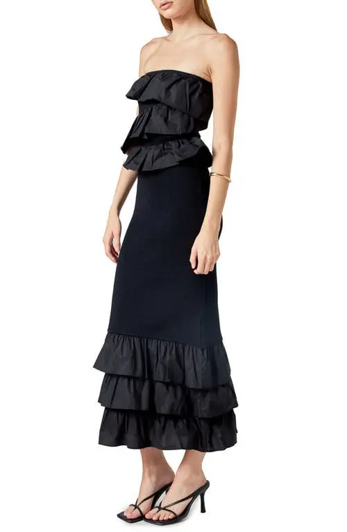 Endless Rose Strapless Ruffle-detail Maxi Dress