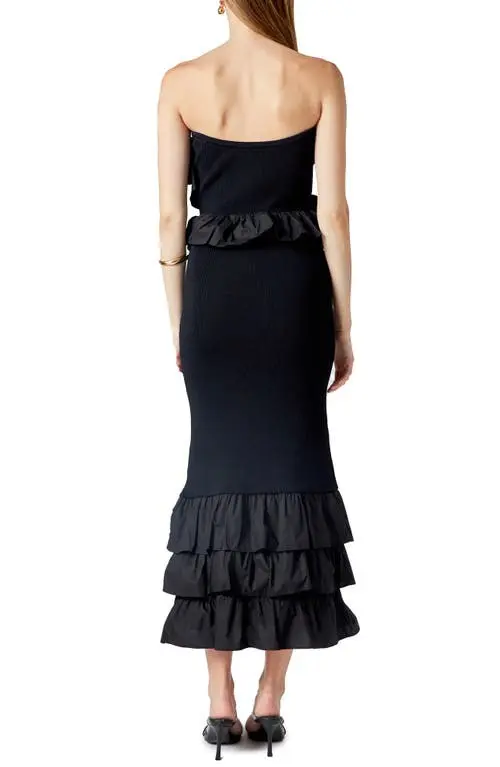 Endless Rose Strapless Ruffle-detail Maxi Dress - Black