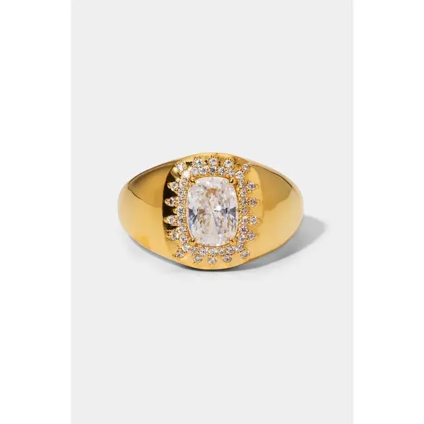 Nadri Cabarete Cz Signet Ring - Gold