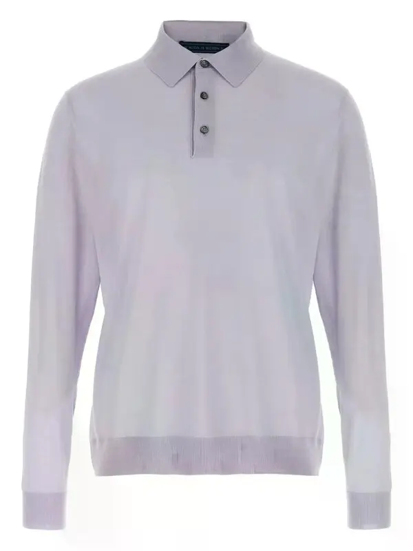 Kiton Ciro Long-cuffed Wool Polo Shirt - Blue