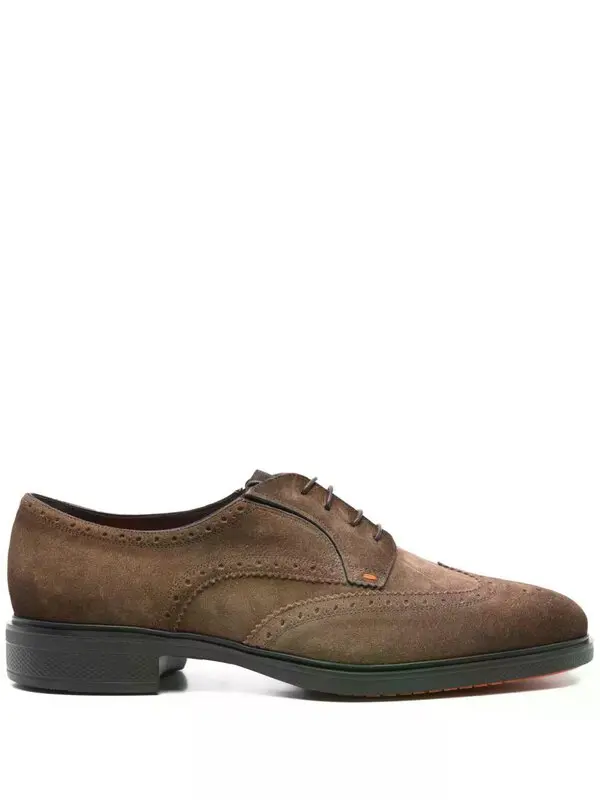 Santoni Leather Derby Shoes - Brown
