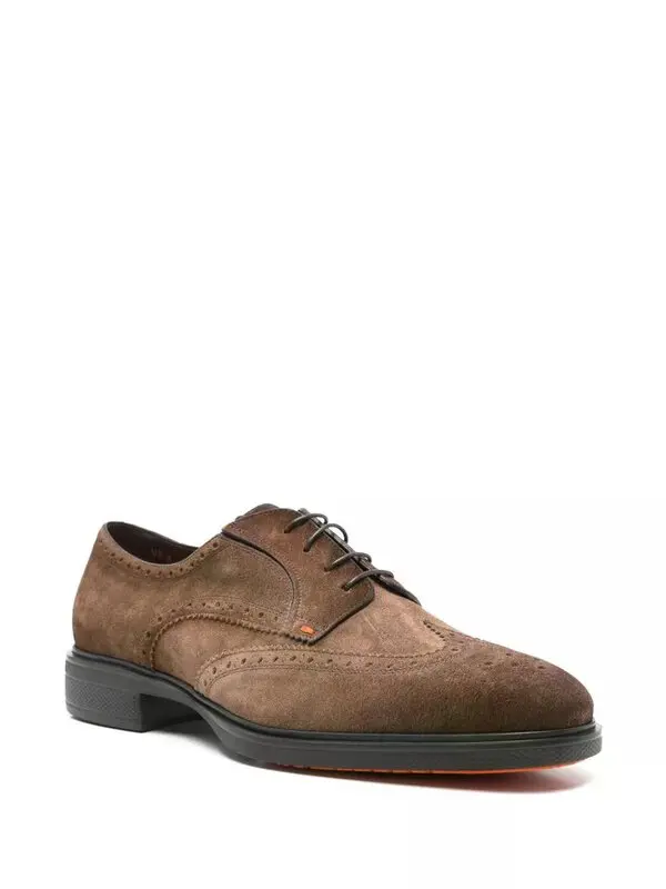 Santoni Leather Derby Shoes - Brown
