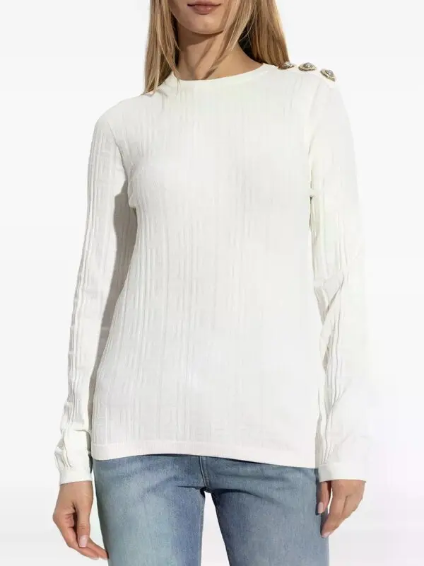 Balmain Button-detail Long-sleeve Jumper - Neutrals