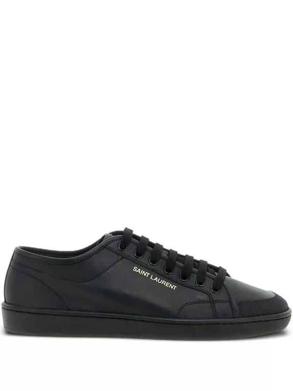 Saint Laurent Logo-detail Leather Sneakers - Black