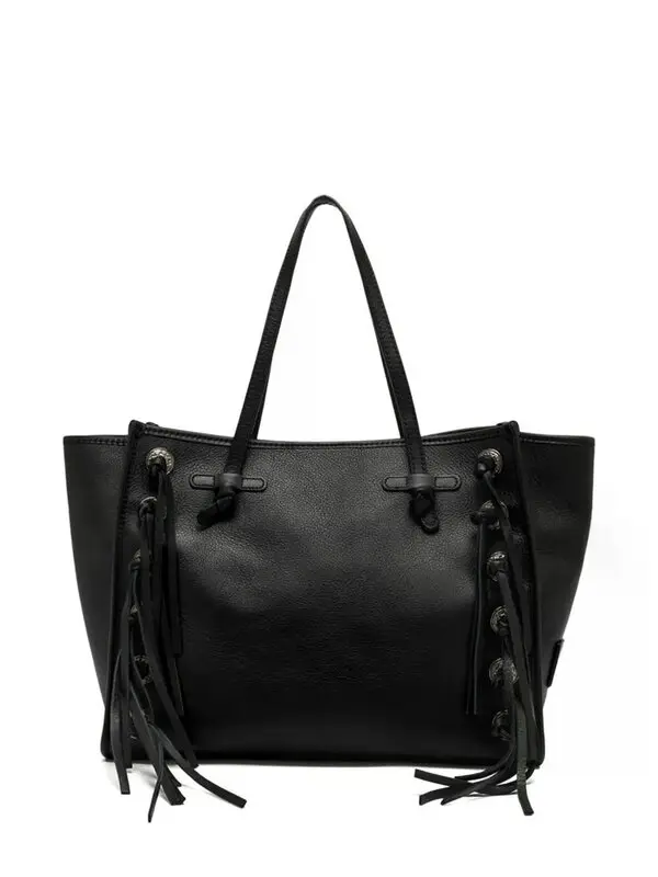 GIANNI CHIARINI Marcella Leather Tote Bag With Fringe Detail - Black