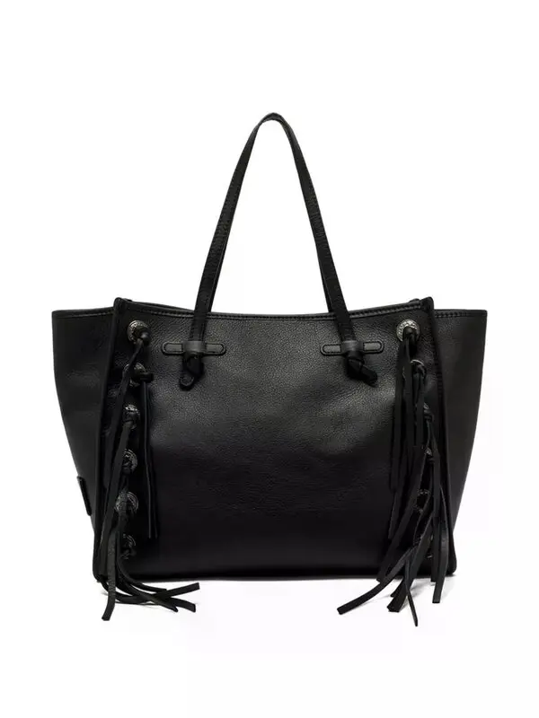 GIANNI CHIARINI Marcella Leather Tote Bag With Fringe Detail - Black