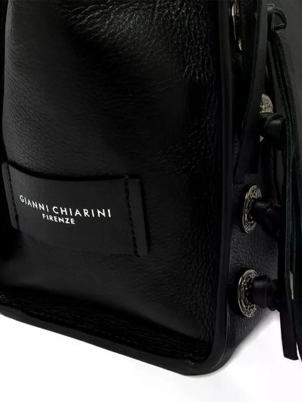 GIANNI CHIARINI Marcella Leather Tote Bag With Fringe Detail - Black