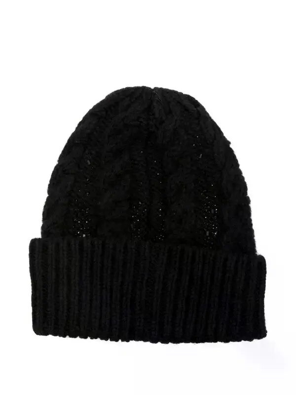 Ermanno Scervino Cable-knit Beaded Beanie - Black