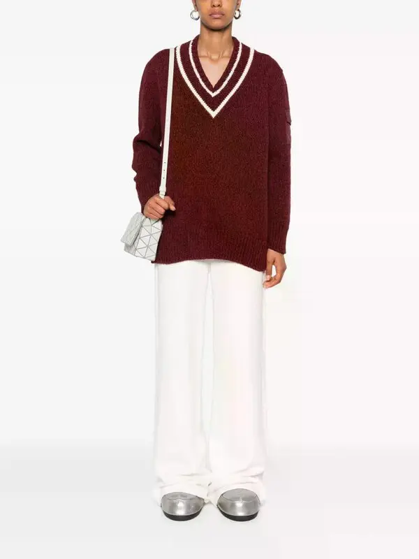 Moncler V-neck Sweater - Red