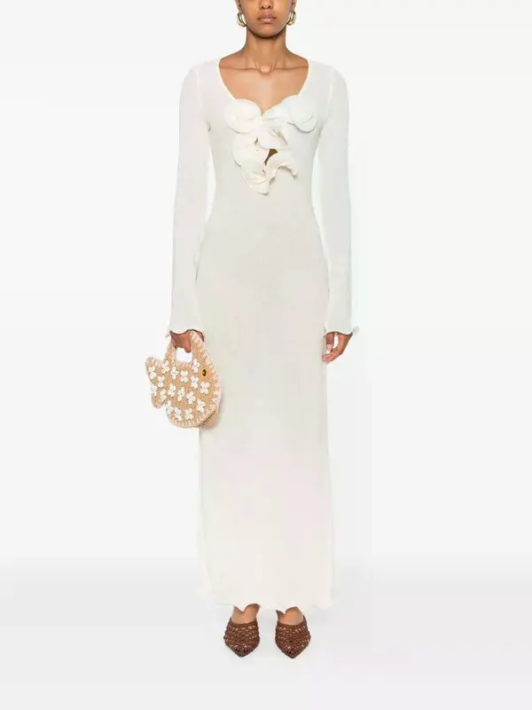 Magda Butrym Floral-appliqué Maxi Dress - White