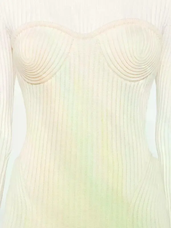 JEAN PAUL GAULTIER Ribbed-knit Corset Dress - Neutrals