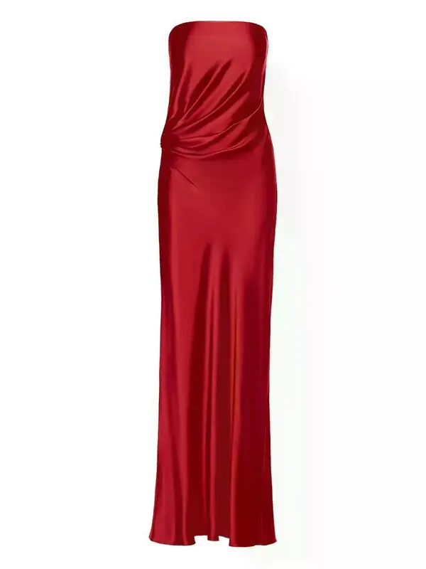 THE SEI Strapless Silk Maxi Dress - Red
