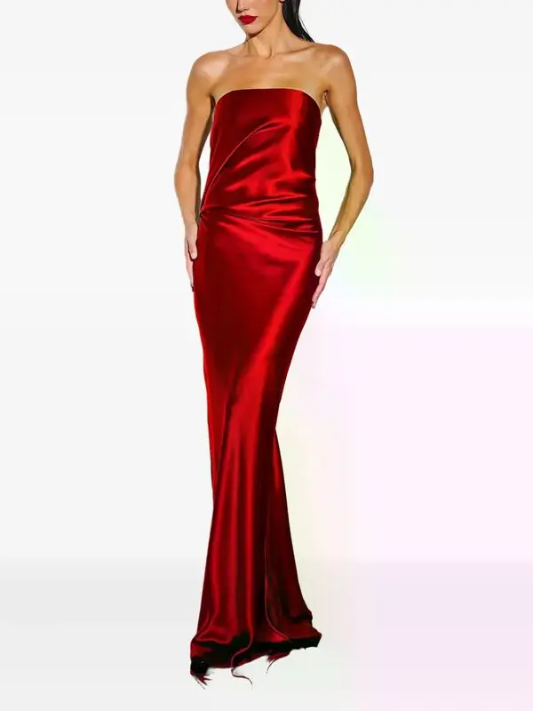 THE SEI Strapless Silk Maxi Dress - Red
