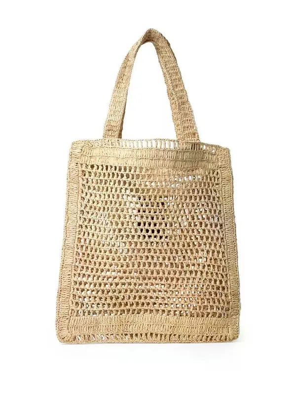 Chloé Logo-detail Raffia Tote Bag - Neutrals