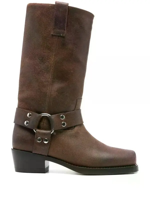 Paris Texas 45mm Buckle-strap Leather Mid-calf Boots - Brown