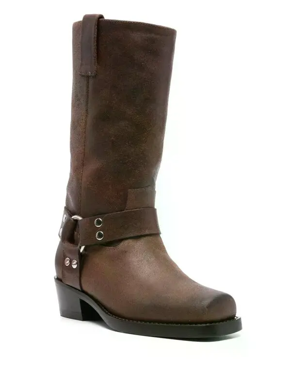 Paris Texas 45mm Buckle-strap Leather Mid-calf Boots - Brown