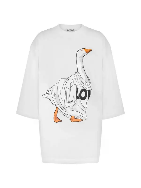 Moschino Goose Print Crewneck T-shirt - White