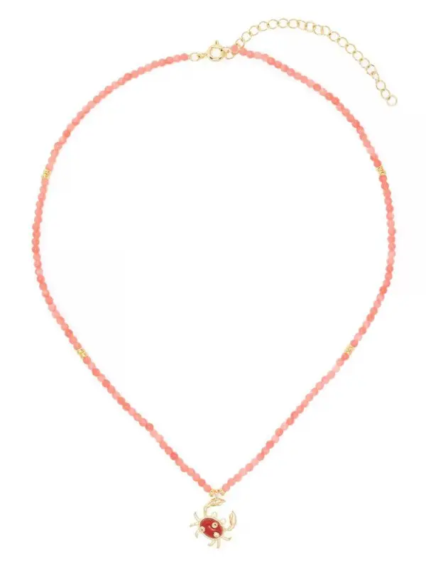 ESHVI Coral Crab Pendant Necklace - Pink