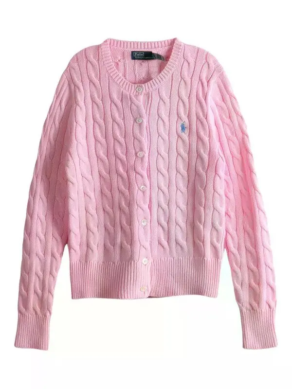 Polo Ralph Lauren Cable-knit Cotton Crewneck Cardigan - Pink