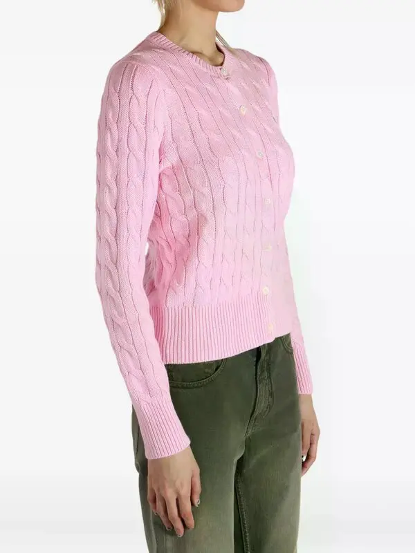 Polo Ralph Lauren Cable-knit Cotton Crewneck Cardigan - Pink