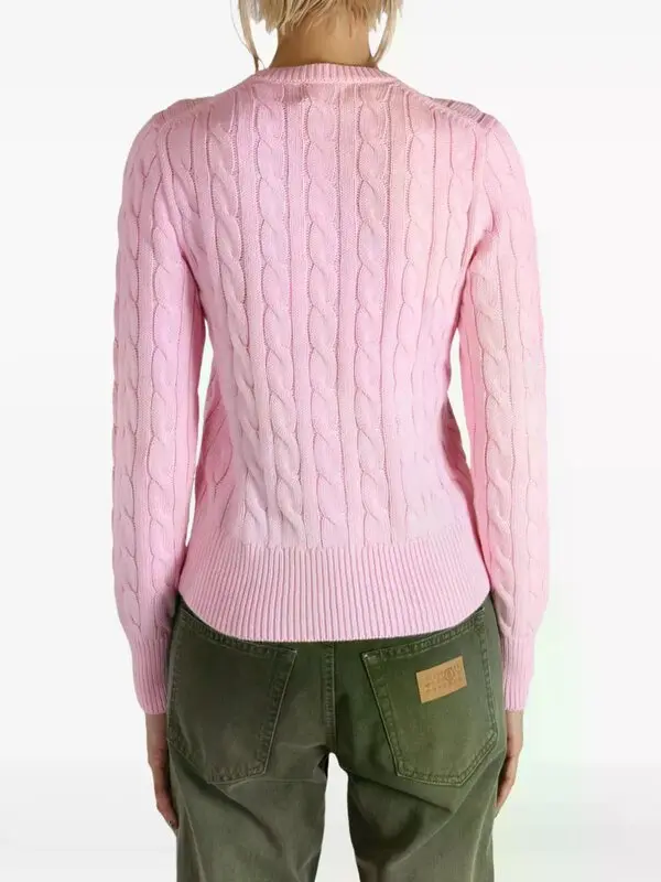 Polo Ralph Lauren Cable-knit Cotton Crewneck Cardigan - Pink
