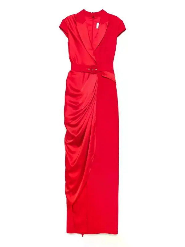 SILK LOVE & LACE Asymmetric Dress - Red