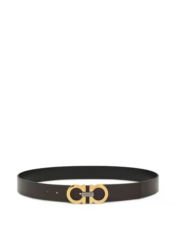 FERRAGAMO Gancini Leather Belt - Brown