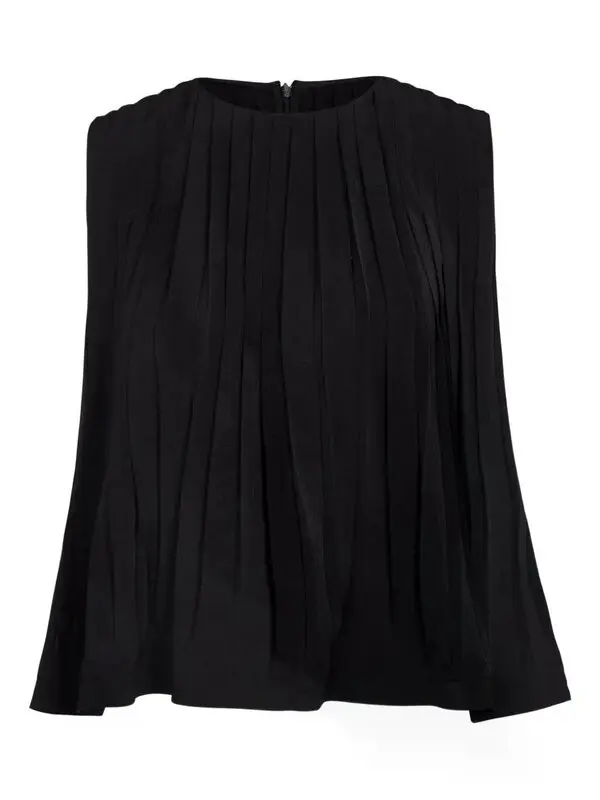 Vince Pleated Round-neck Top - Black