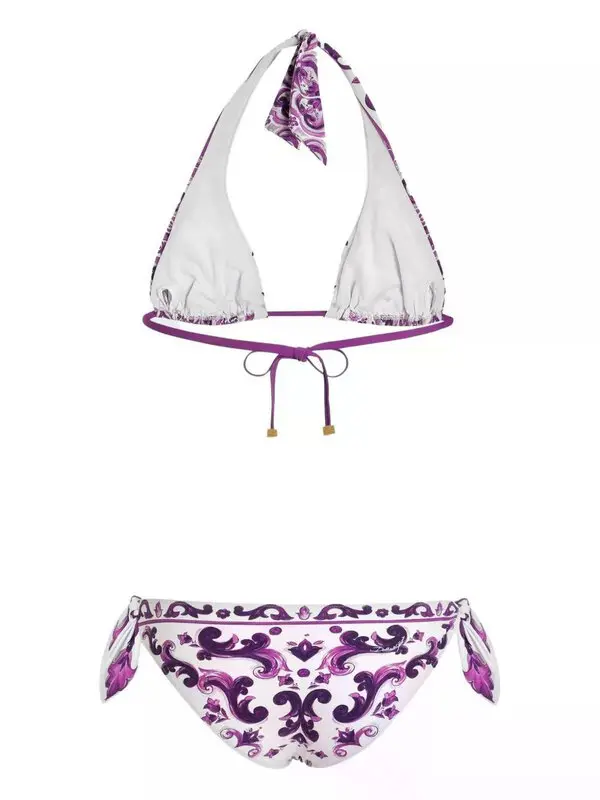 Dolce & Gabbana Maiolica-print Bikini Set - White