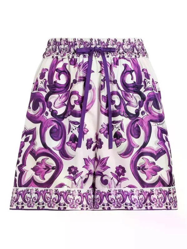 Dolce & Gabbana Silk Graphic Shorts