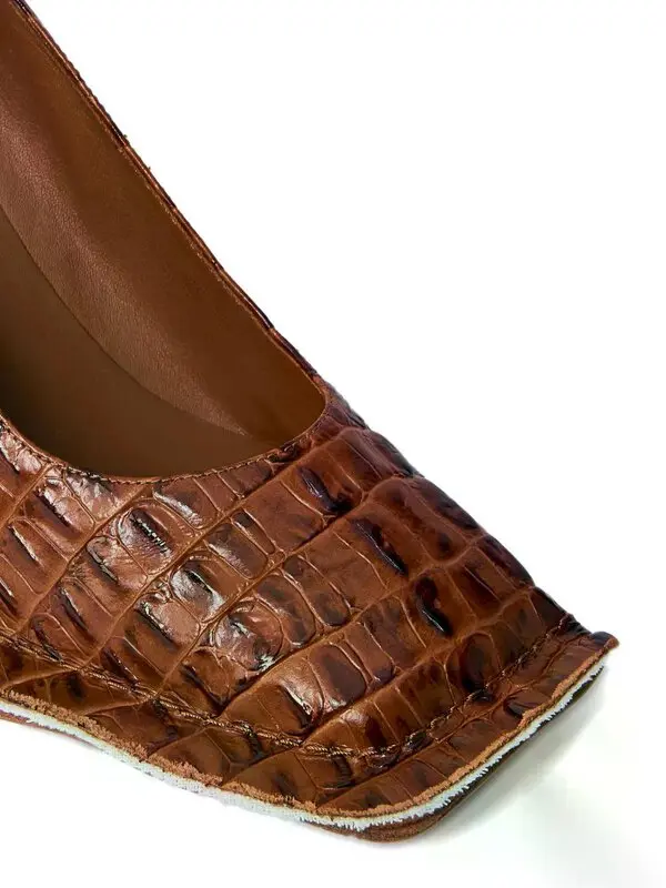 Martine Rose 65mm Crocodile-embossed Block-heel Pumps - Brown