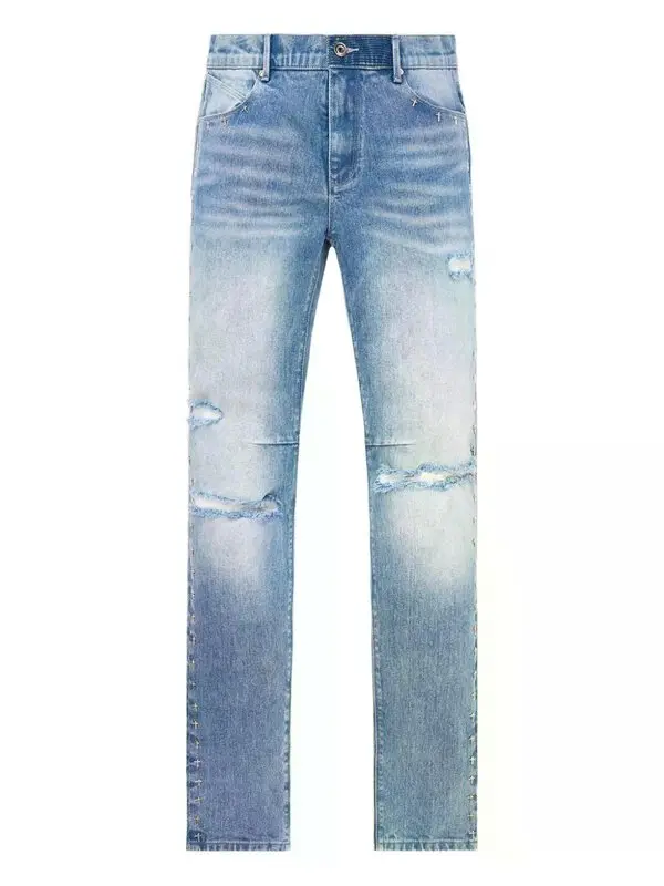 RtA Bryant Cross-print Skinny Jeans - Blue