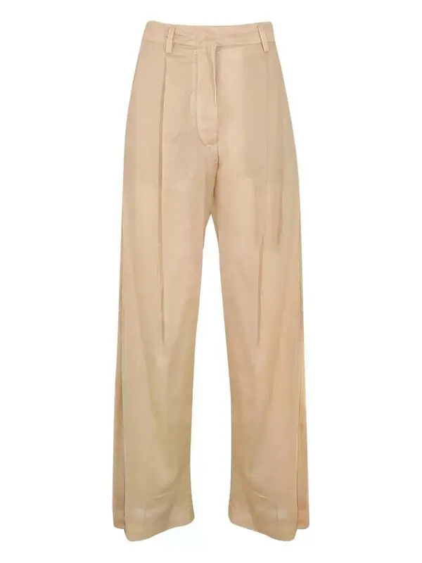 THELATEST Pleated Wide Leg Trousers - Neutrals