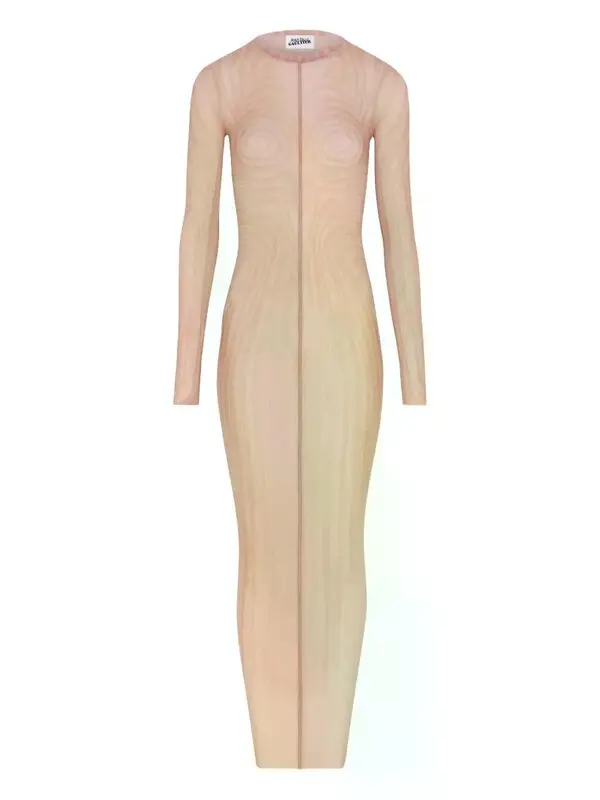 JEAN PAUL GAULTIER Spiral-print Mesh Maxi Dress