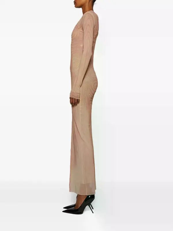 JEAN PAUL GAULTIER Spiral-print Mesh Maxi Dress