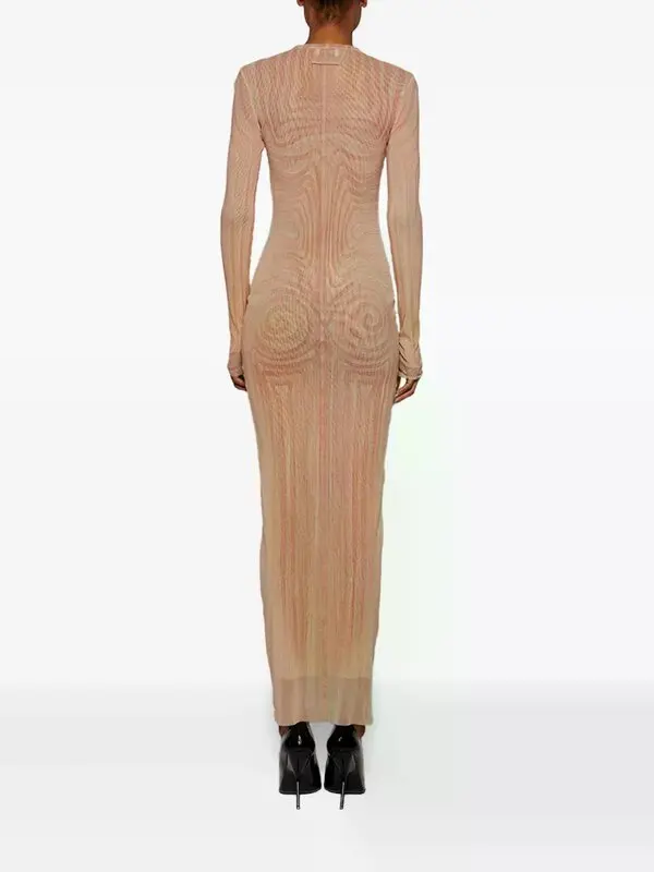 JEAN PAUL GAULTIER Spiral-print Mesh Maxi Dress