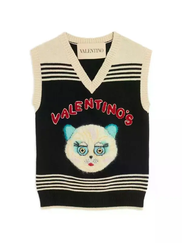 Valentino Garavani Le Chat De La Maison Embroidered Vest - Black