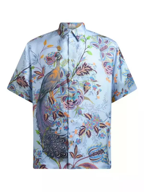 Etro Peacock-print Silk Shirt