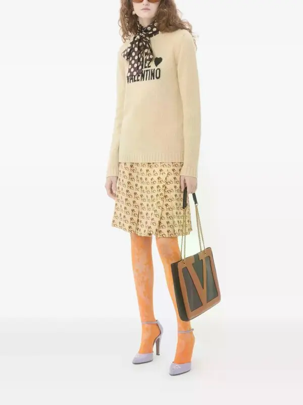 Valentino Garavani Chez " Embroidered Virgin Wool Sweater - Neutrals